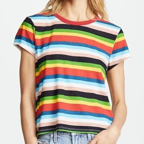 Pam & Gela | Tops | Pam Gela Rainbow Stripe Ringer Tee Xs As Seen On ...